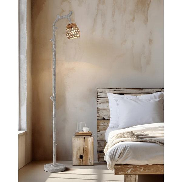 Gracie Oaks Rustic Farmhouse Tree Trunk Floor Lamp for Bedroom Living ...