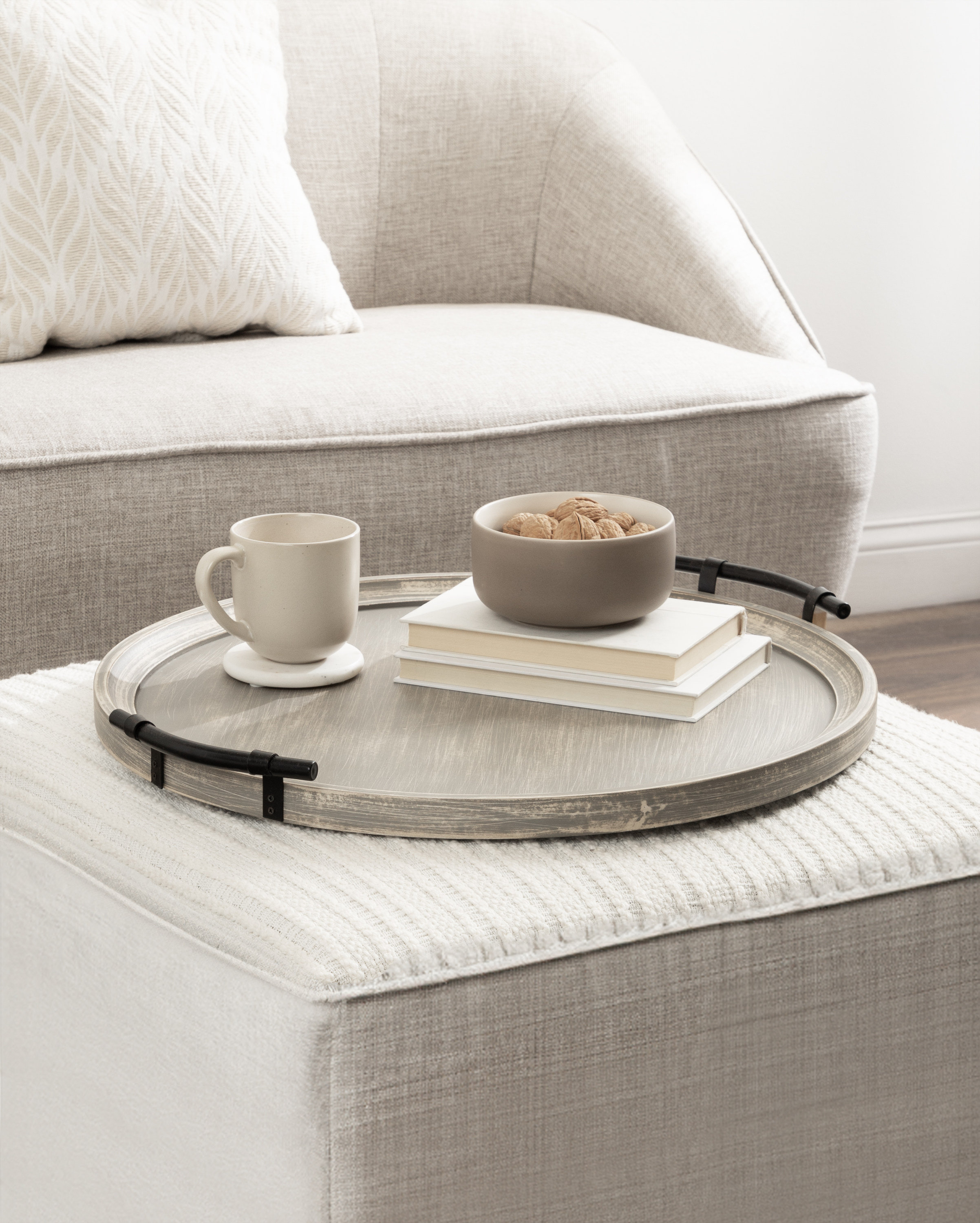 August Grove® Large Round Ottoman Tray & Reviews | Wayfair