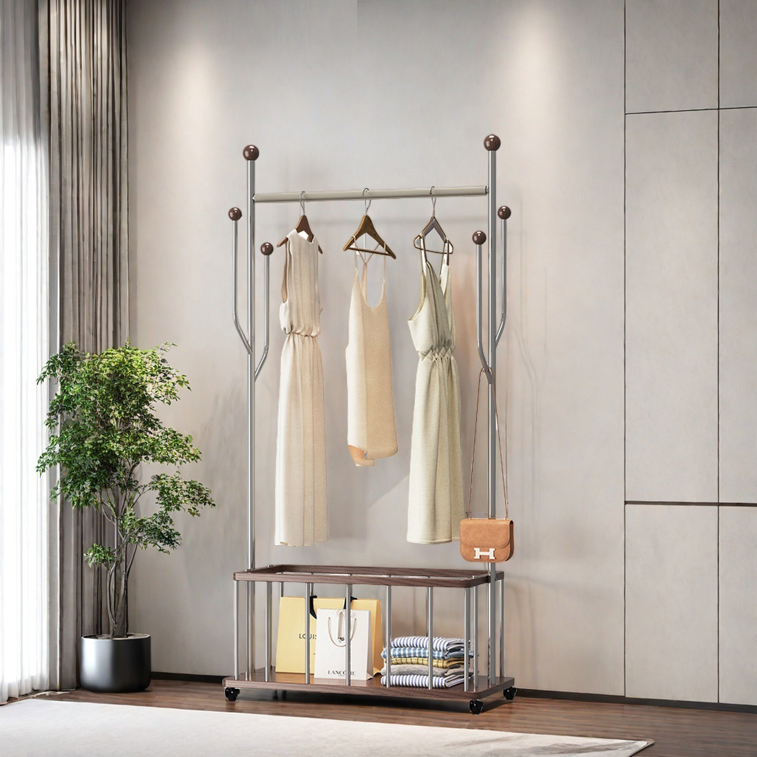 17 Stories Stainless Steel Coat Rack with Saddle Leather - Wayfair Canada