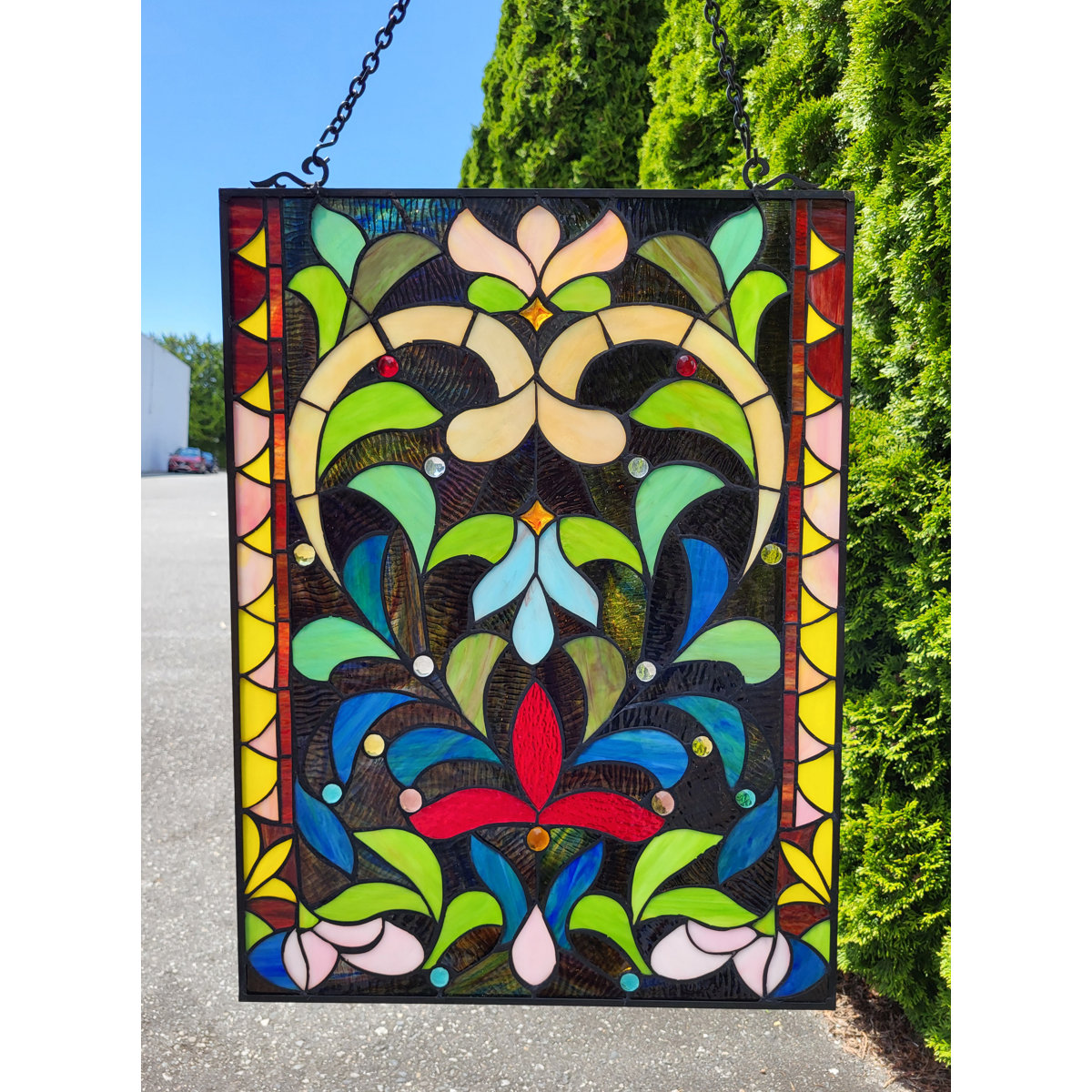 Fine Art Lighting Stained Glass Floral Window Panel | Wayfair