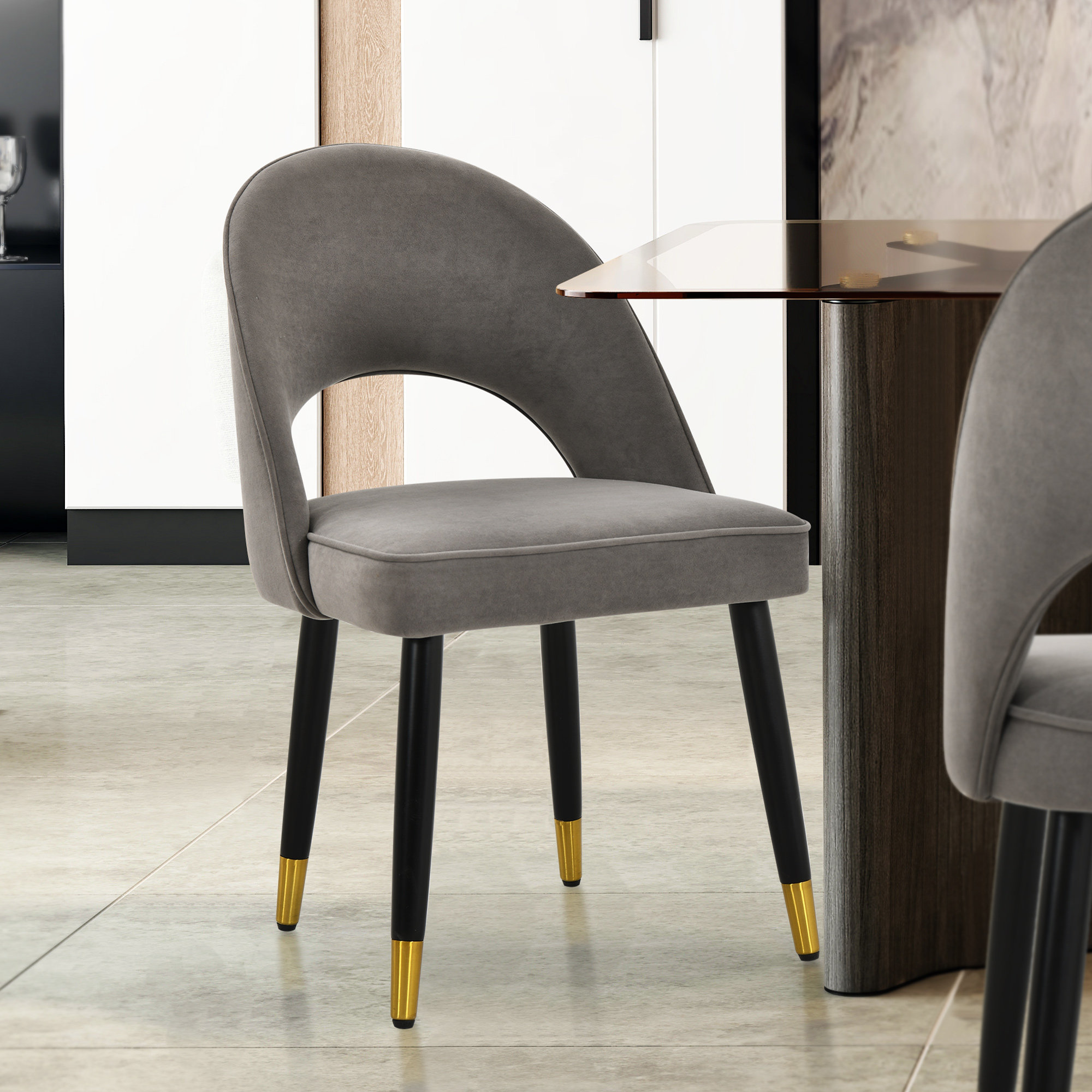 Everly Quinn Louis Velvet Upholstered Side Chair & Reviews | Wayfair