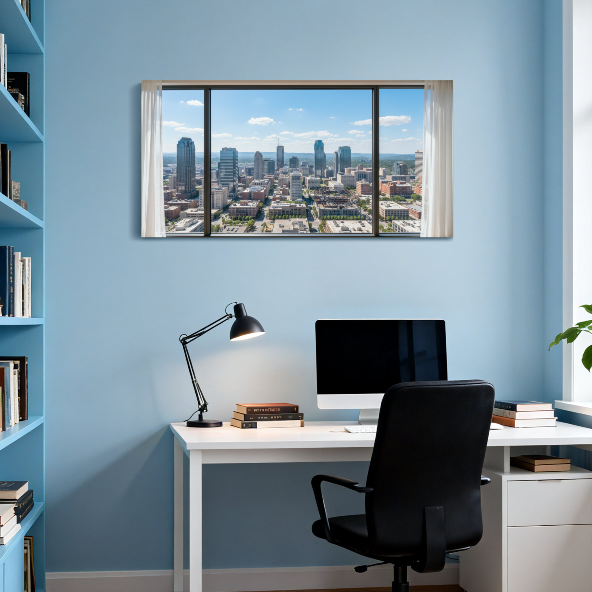 Latitude Run® Scenic & Cityscapes Cityscape View Through Window Frame ...