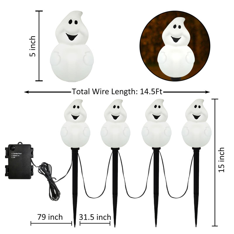 The Holiday Aisle® Set of 4 Halloween Pathway Markers Lights | Wayfair