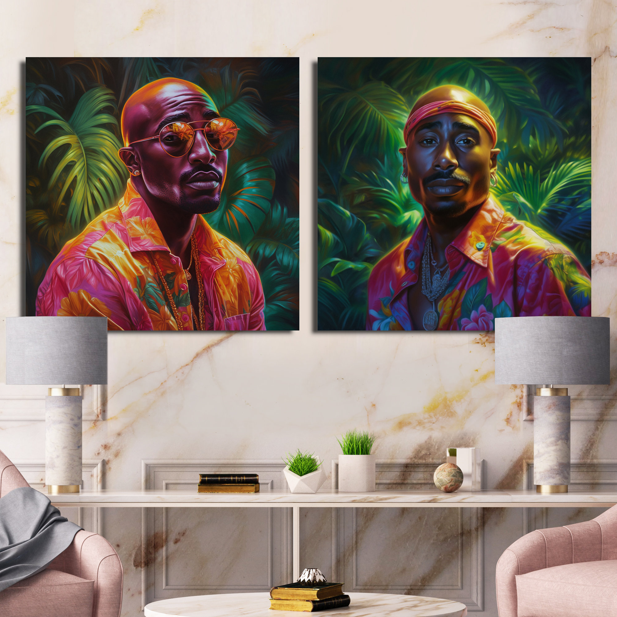 Lark Manor™ 2Pac Miami Vibes - Men Square Collage Set Of 2 | Wayfair