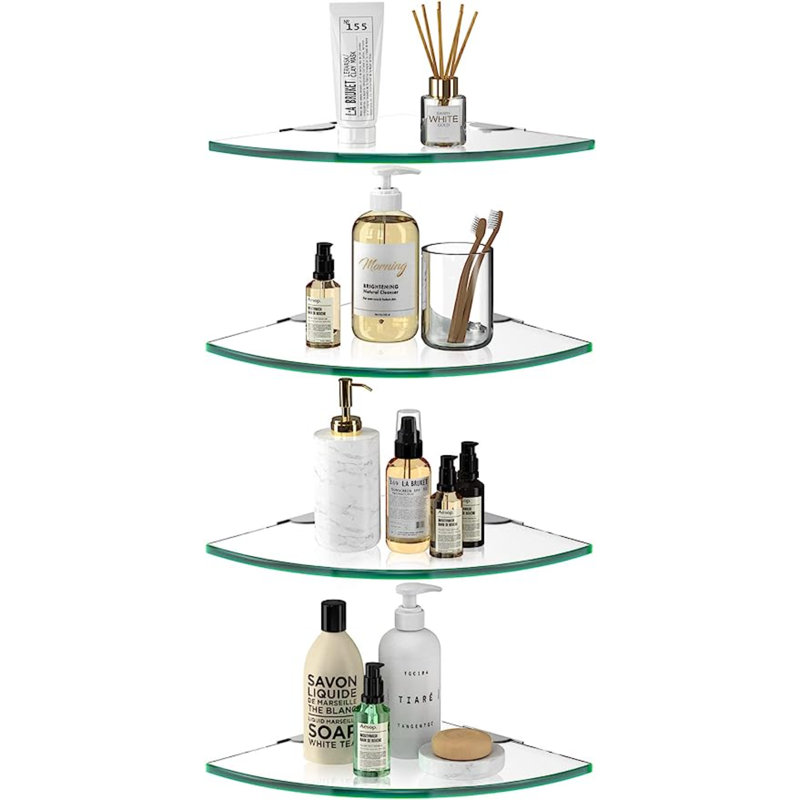 Brayden Studio® Valensia 4 Piece Glass Corner Shelf | Wayfair
