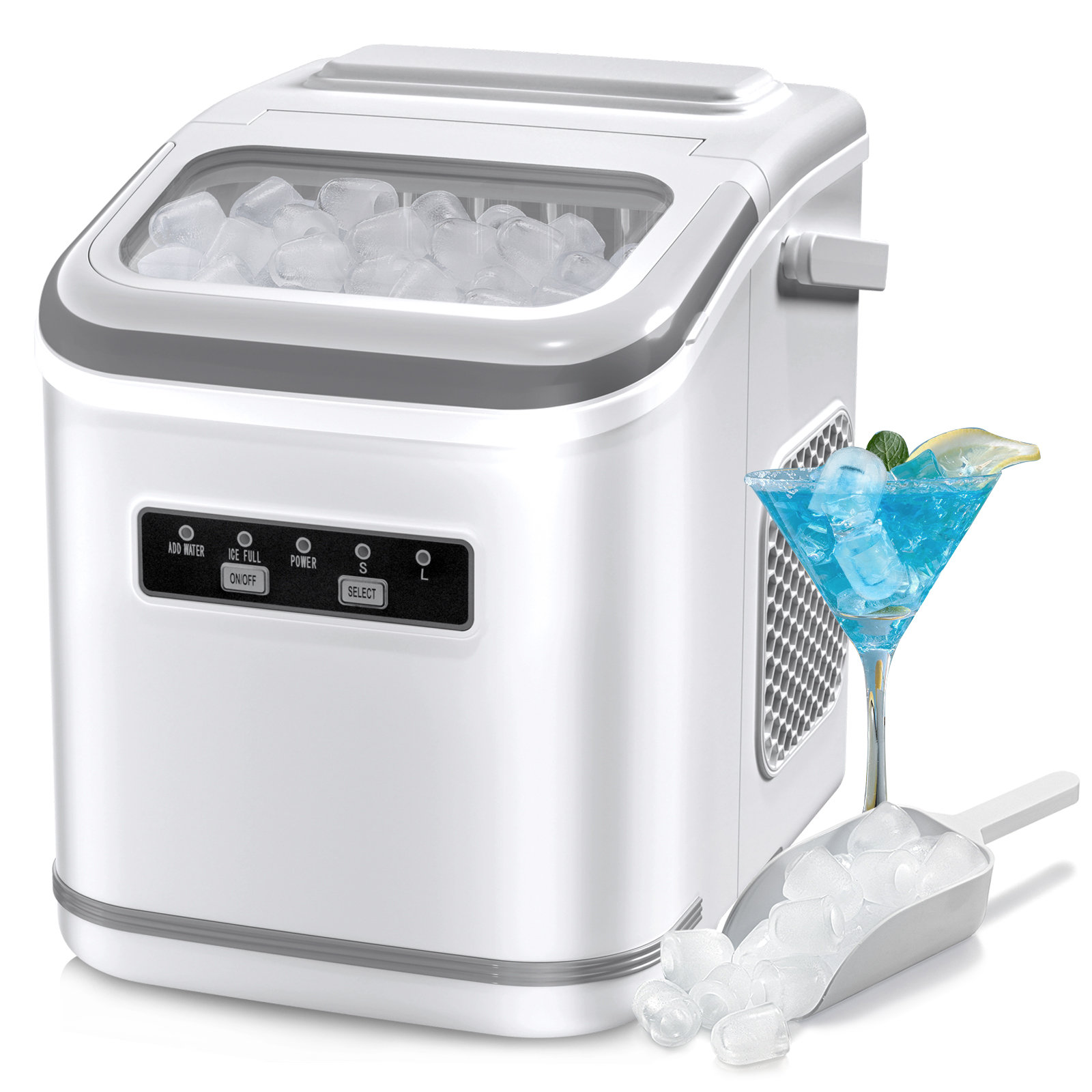 Antarctic Star Countertop Ice Maker 26Lbs, 9Pcs/6Mins, 2 Sizes Of ...