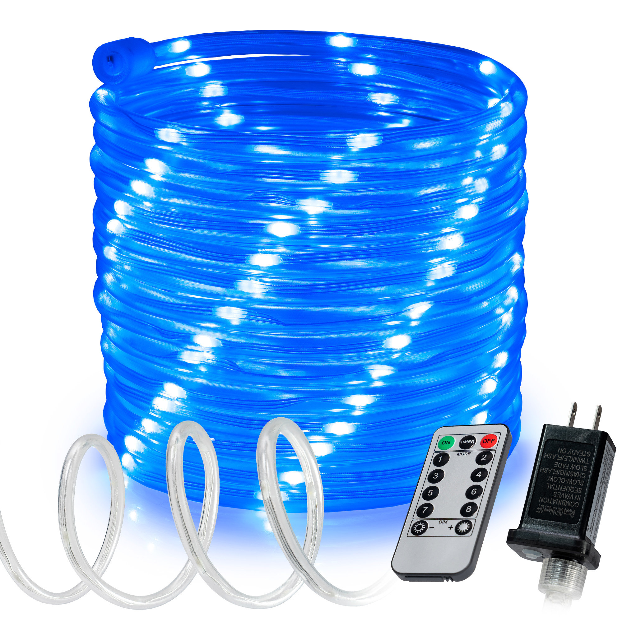 The Holiday Aisle® Severine 50ft 8-Mode Waterproof LED Rope Light | Wayfair