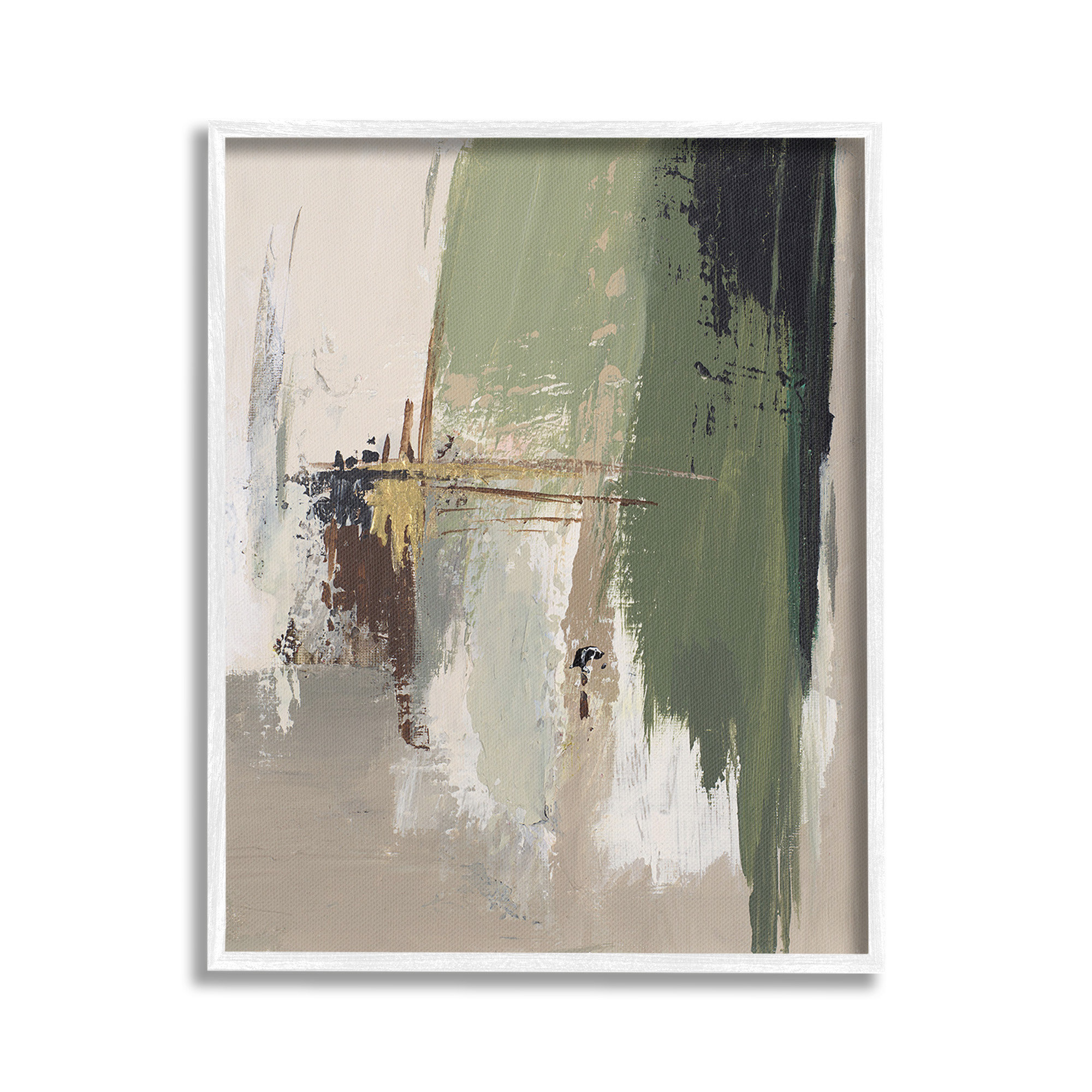 Wrought Studio Green & Tan Brush Strokes Canvas Wall Art by Patricia ...