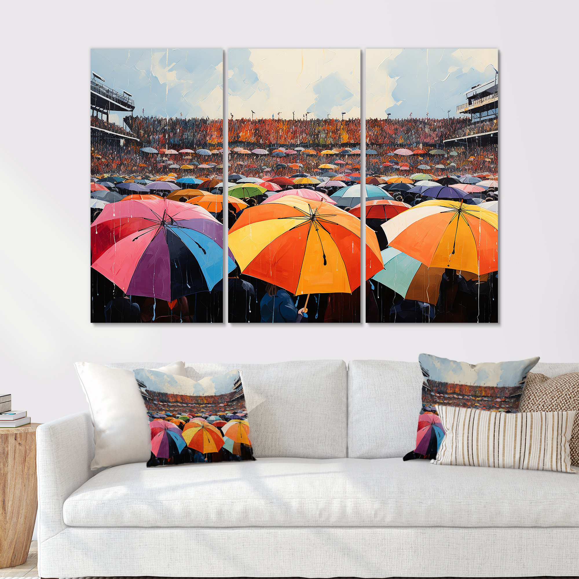 Latitude Run® Stadium Crowd With Umbrella In Rainy Day III - Stadiums ...