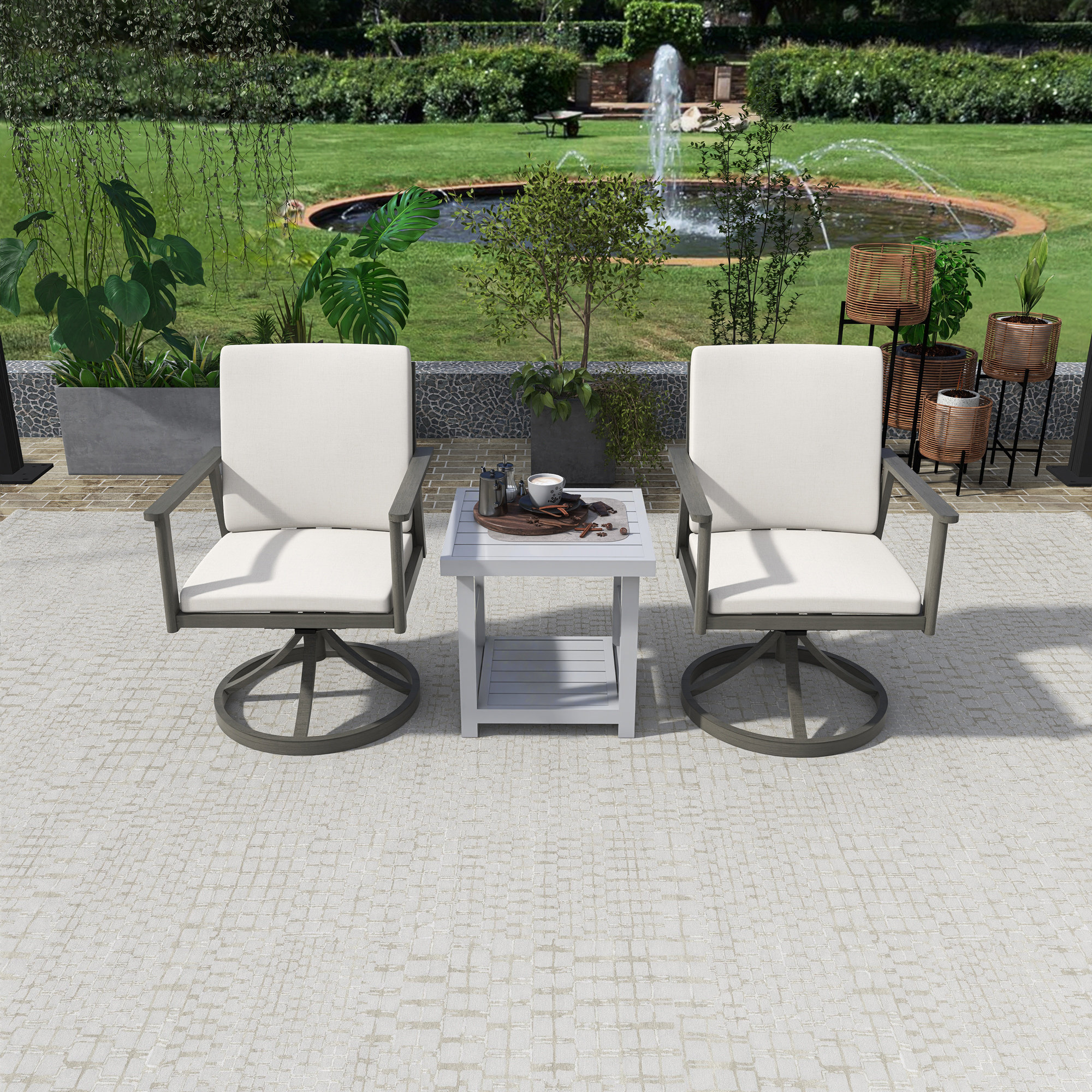 Hokku Designs Modern Swivel Rocker Aluminum Garden Chair | Wayfair