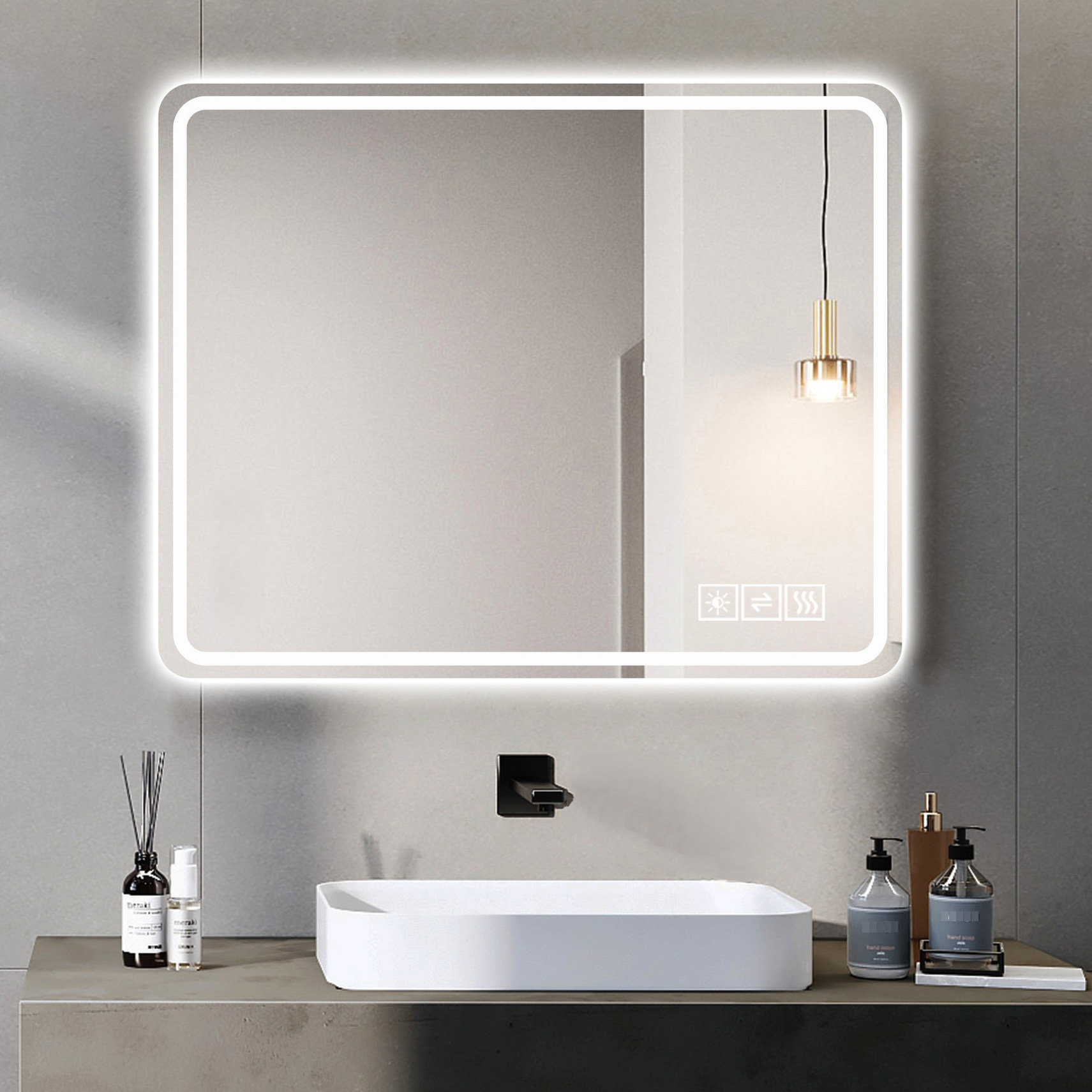 Ivy Bronx 40 Inch Led Mirror For Bathroom - Fog, 5mm Copper- Silver, 3 ...