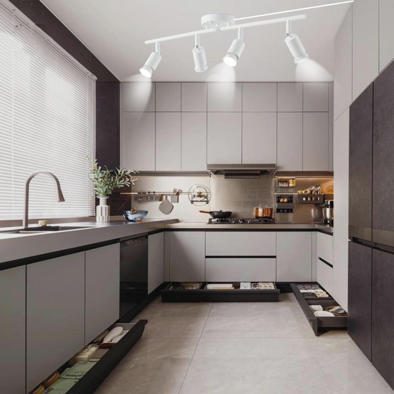 POGBUT Plug-in Track Light, 4-Light Ceiling Spotlight with 16.4' Cord ...