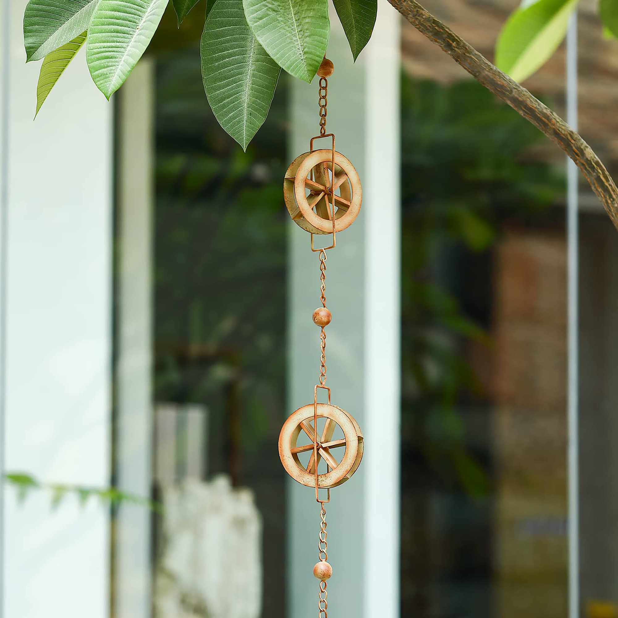 Arlmont & Co. 5-7/10 ft Gutter Rain Chain, Water Wheel Rainwater ...