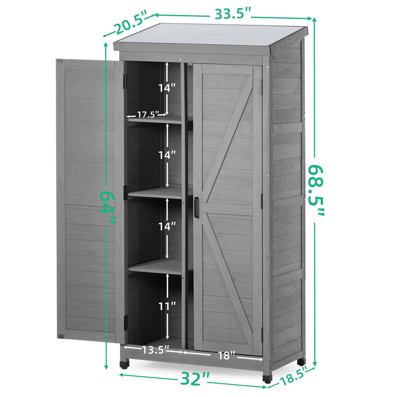 IRHOMA 68" Tall Outdoor Storage Cabinet with Metal Top - Durable Garden ...