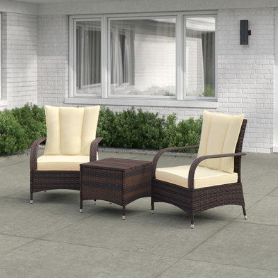 Bay Isle Home Bashaw 3 Piece Rattan Seating Group with Cushions ...