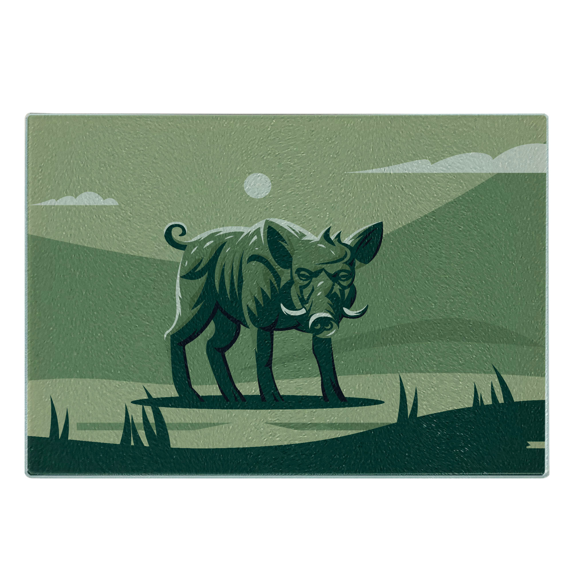 Ambesonne Razorback Tempered Glass Cutting Board Abstract Wild Boar Pig ...