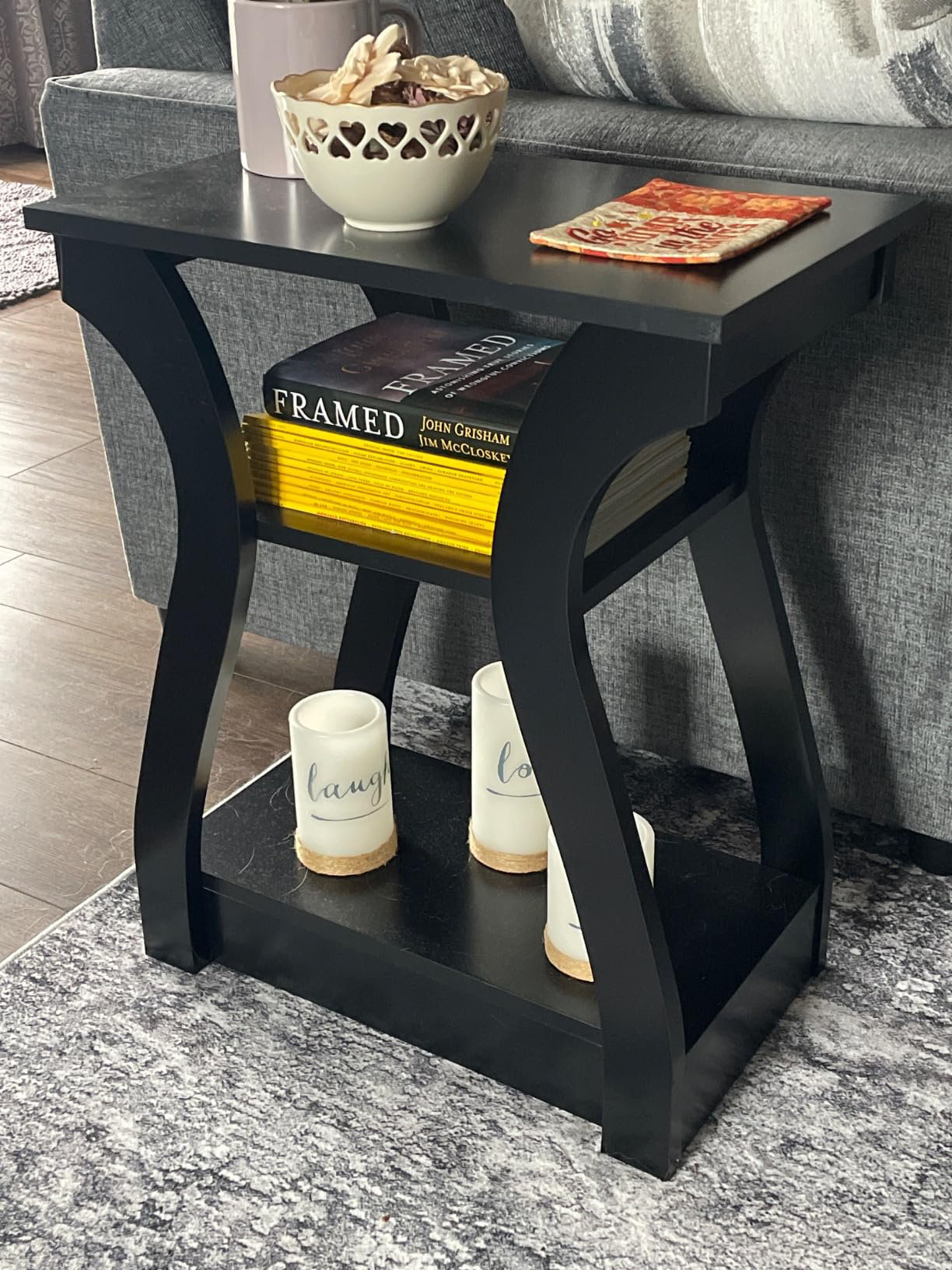 Latitude Run® Navy End Table with Charging Station 3 Tier End table ...