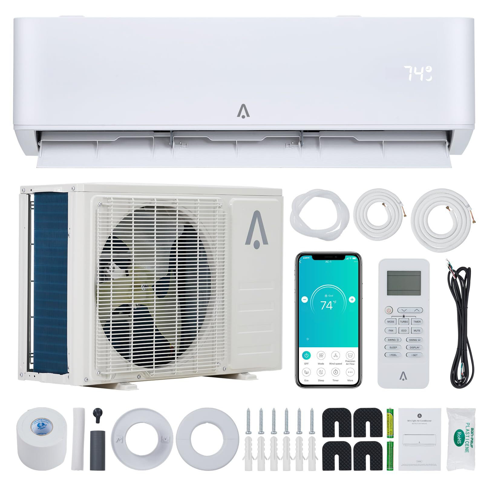 Homhougo 24000 BTU Ductless Mini Split Air Conditioner with Remote ...