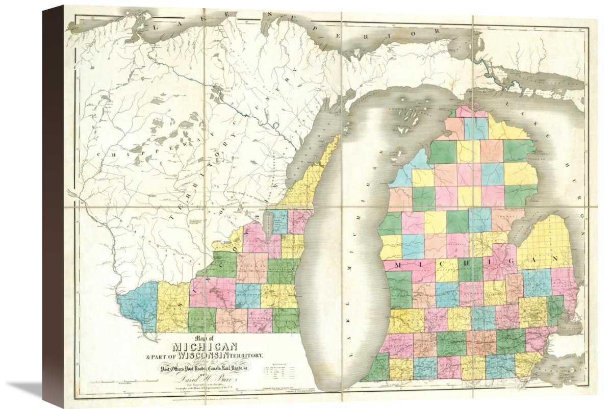 Global Gallery 'Map of Michigan and Part of Wisconsin Territory, 1839 ...