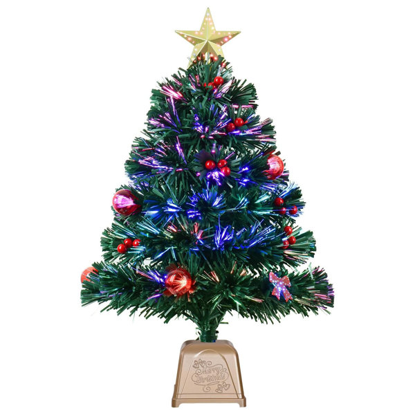 Red Barrel Studio® 24 Inch Fiber Optic Christmas Tree - 2FT Prelit ...