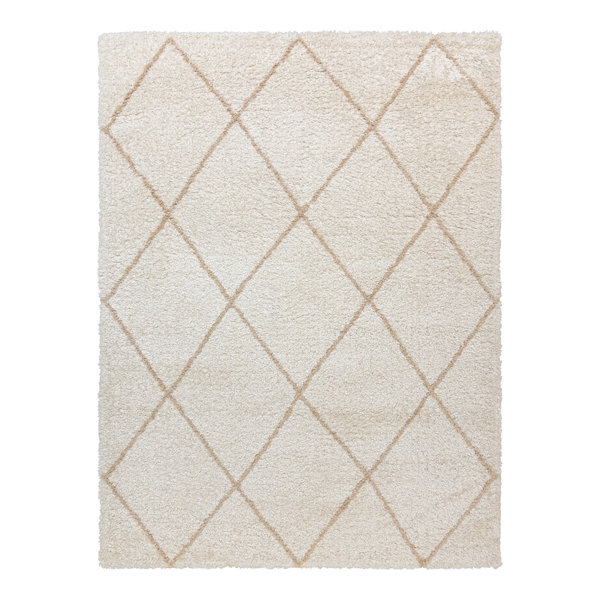 Gertmenian Thayer Diamond Ivory/Beige Plush Shag Indoor Area Rug | Wayfair
