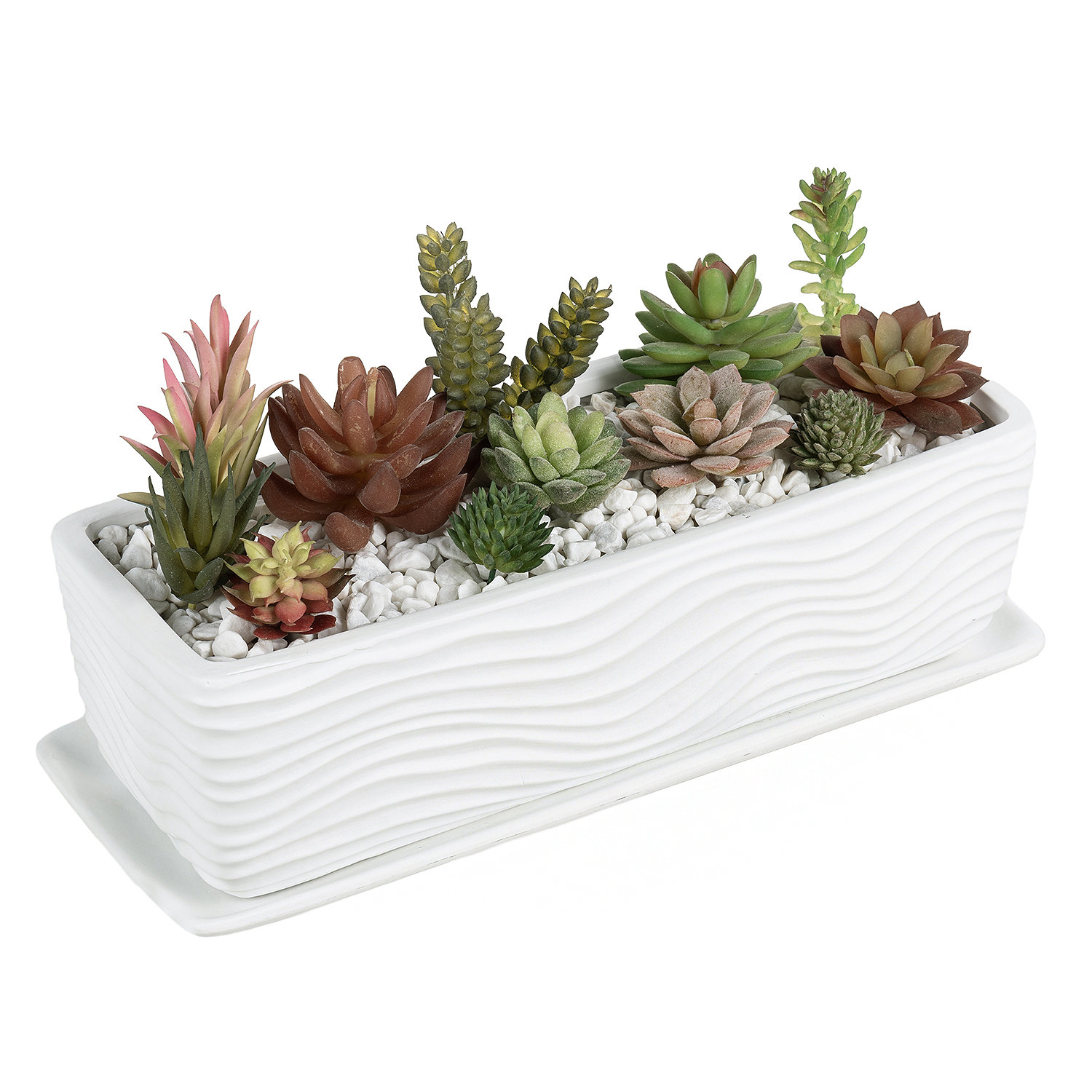 Wrought Studio™ Indoor Ceramic White Rectangular Planter | Wayfair
