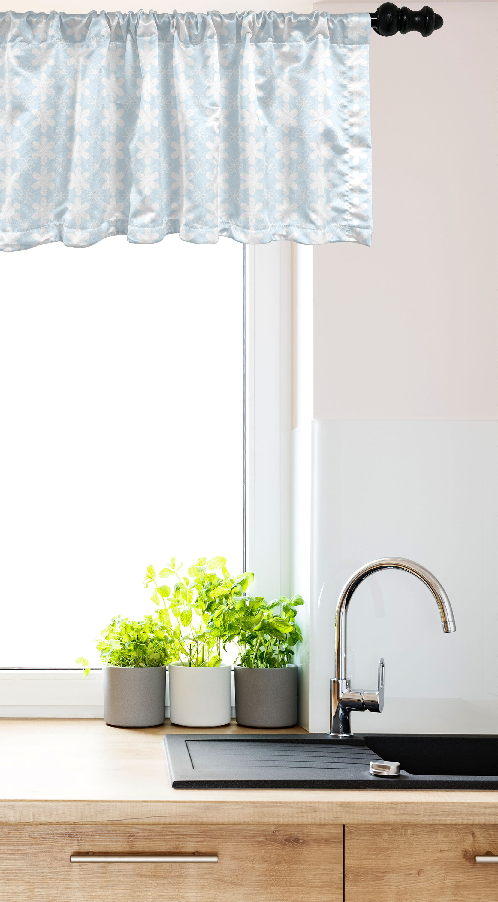 Ambesonne Floral Valance Pack of 2 Vertical Spring Flowers Pale Blue ...