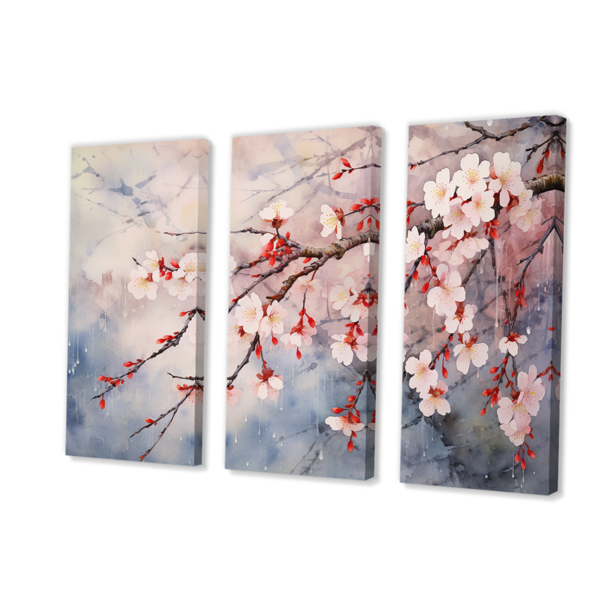 Winston Porter Flower Whispers Cherry Blossoms On Canvas 3 Pieces Print ...
