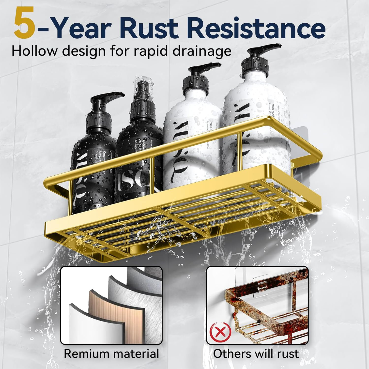 Rebrilliant Shower Caddy Adhesive, No Drill Bathroom Shower Organizers ...