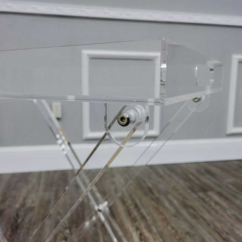 Orren Ellis Clear Furniture Acrylic Folding Tray Table, Acrylic Side ...