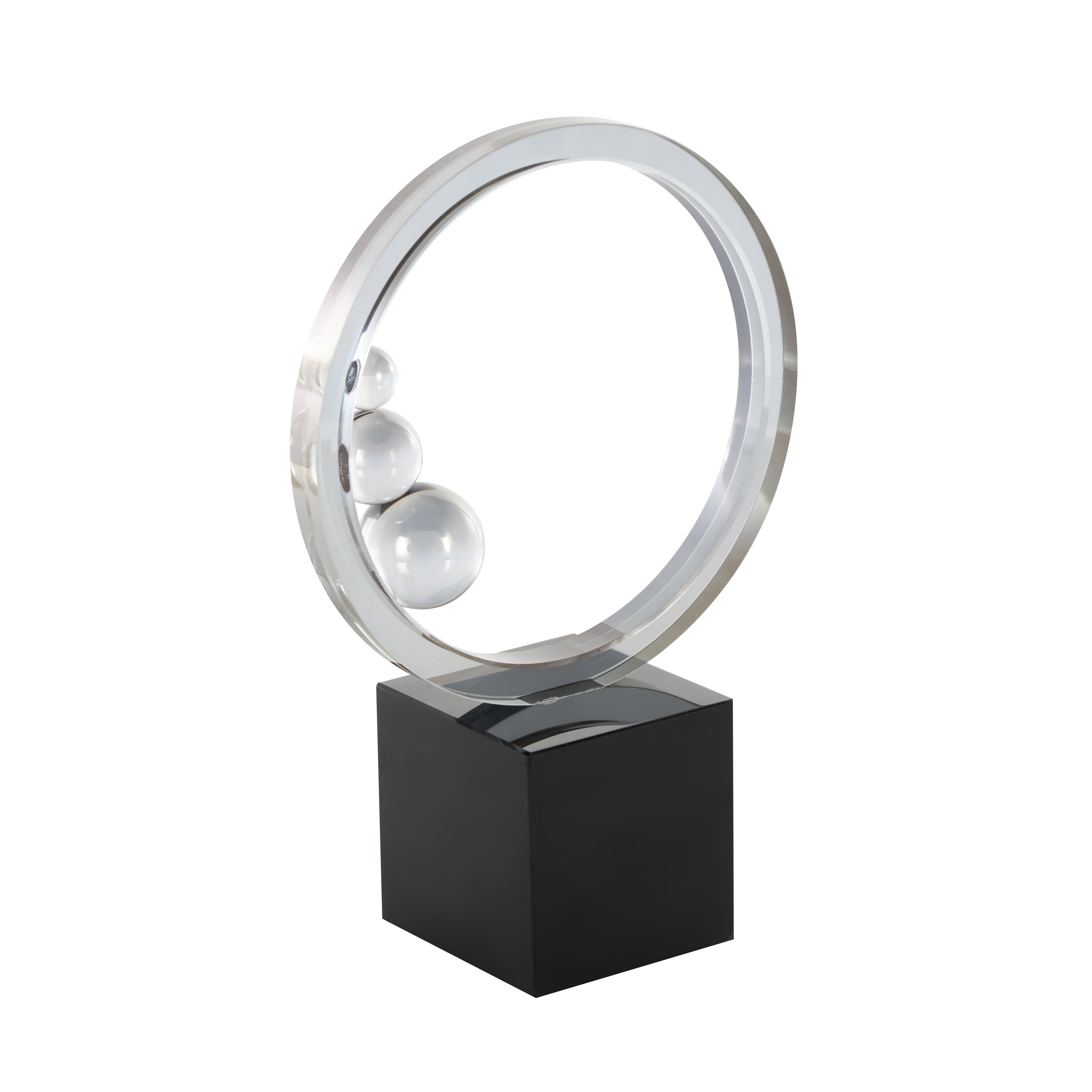 Ivy Bronx Cole And Grey Glass Ring Abstract Decorative Sculpture With ...