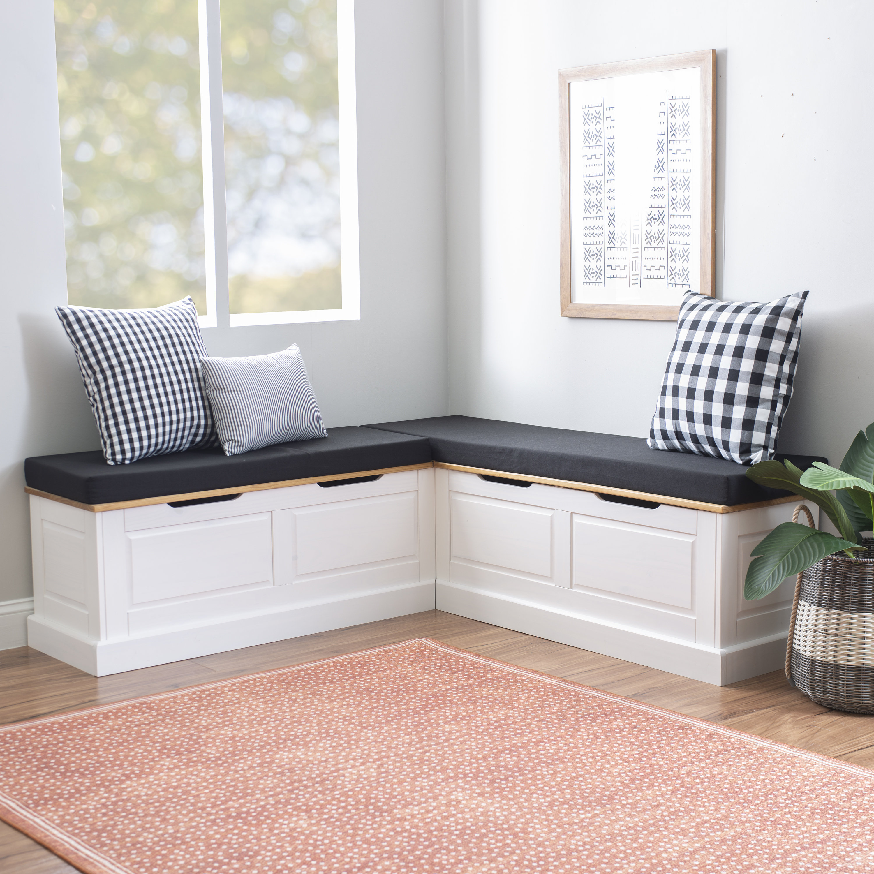 Lark Manor™ Selby Upholstered Corner Bench with Hidden Storage ...