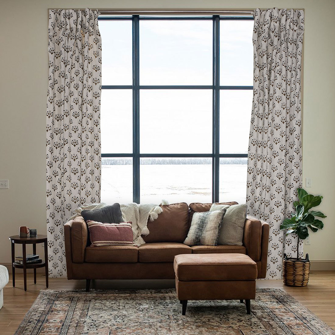 Red Barrel Studio® Block Print Linen Curtain Handmade Textile Art ...