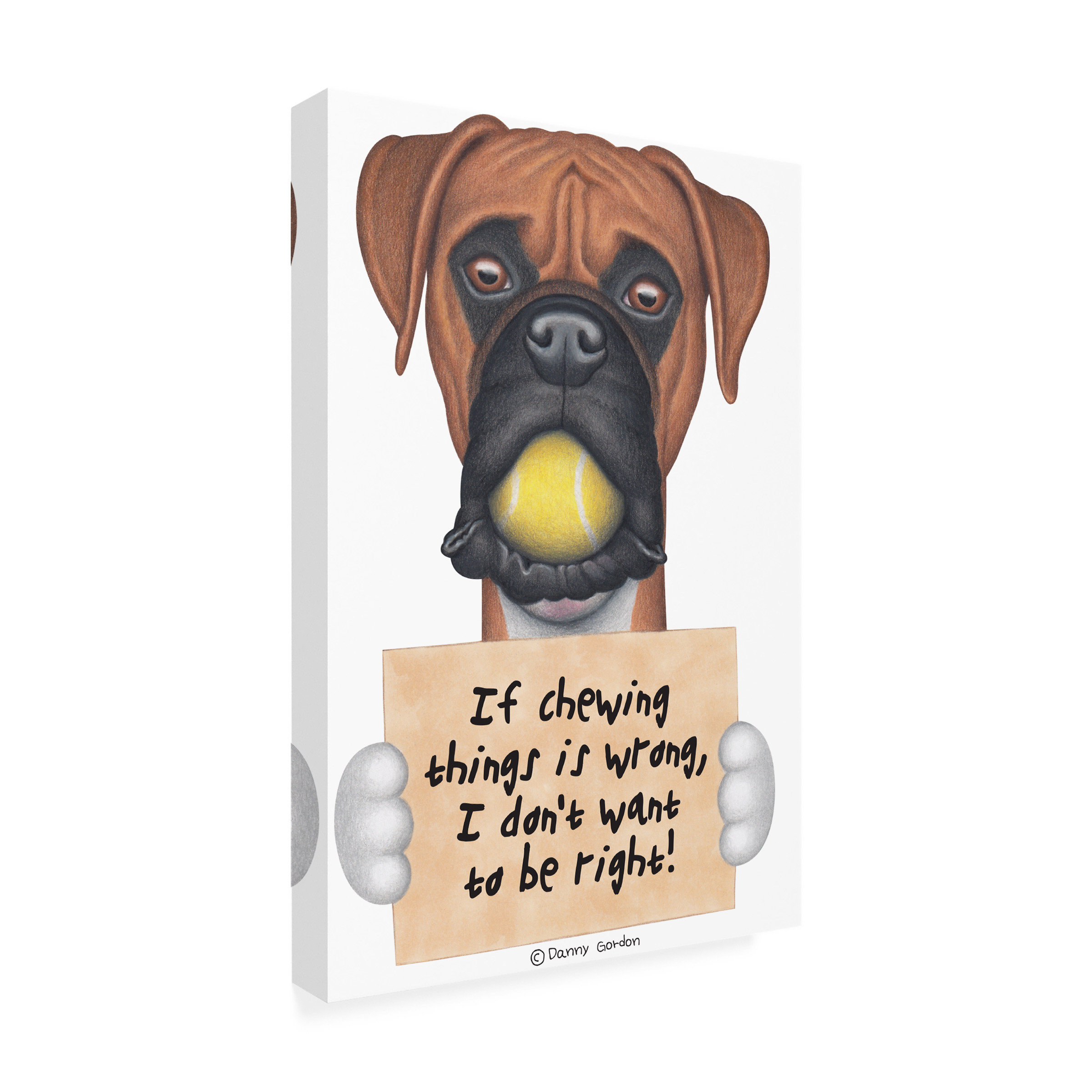 Trinx Danny Gordon Art 'Boxer Tennis Ball In Mouth' Canvas Art ...