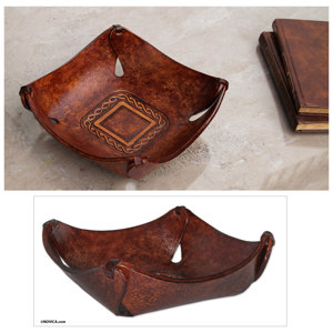 World Menagerie Donner Leather/Faux Leather Tray | Wayfair