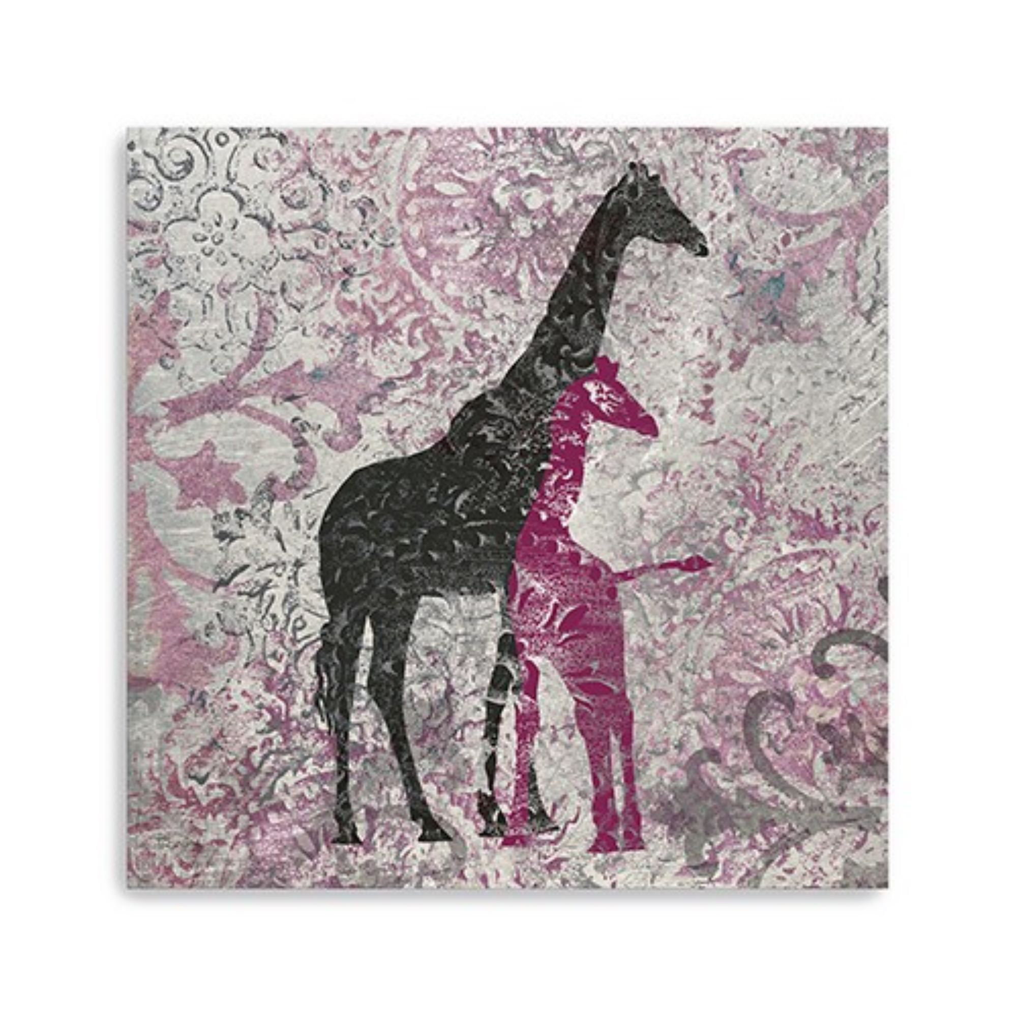 Bungalow Rose Exotic Pink Giraffes Unframed Print Wall Art | Wayfair
