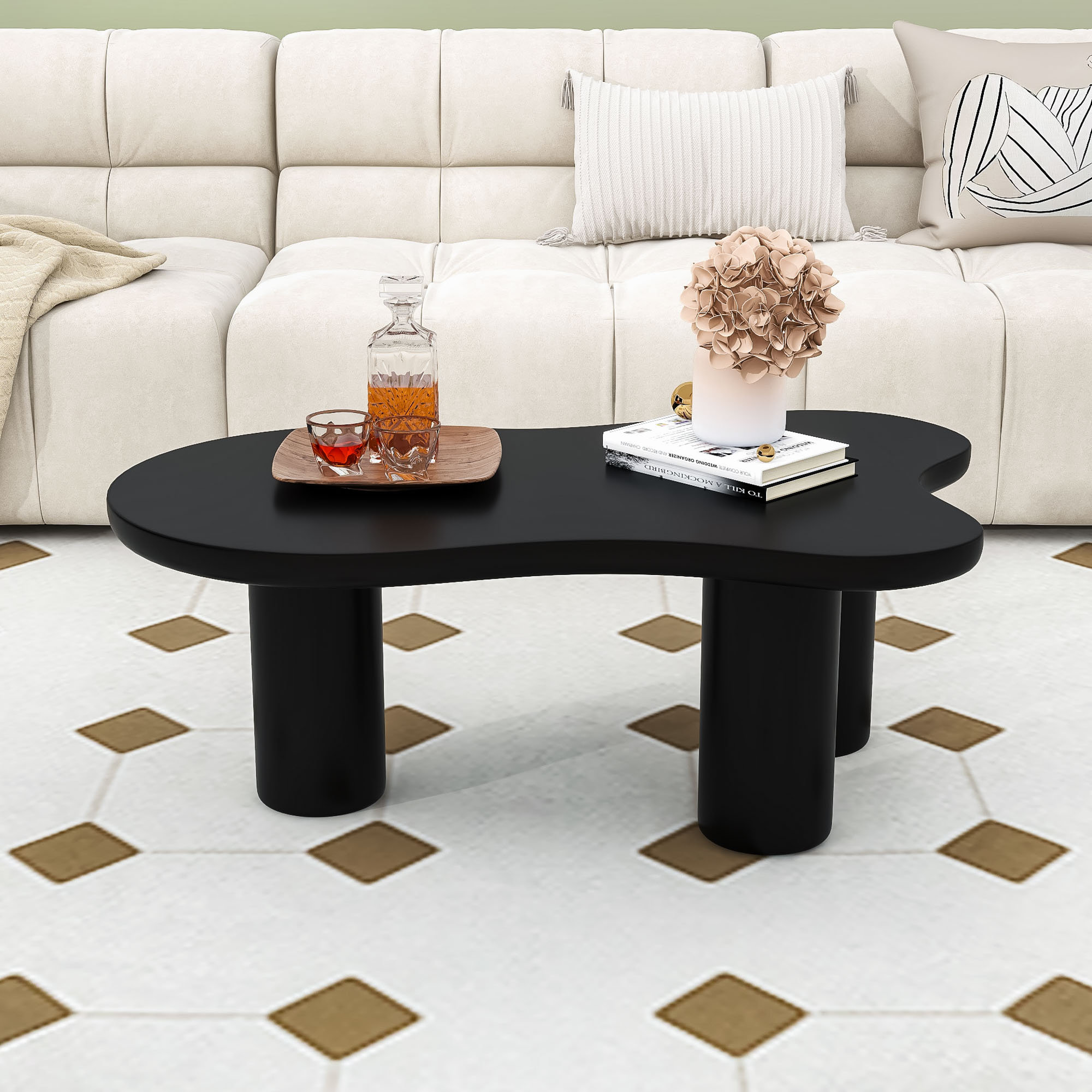 Ivy Bronx Modern Cloud-Shaped Coffee Table with Rounded Edges and ...
