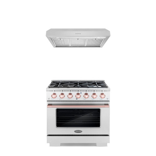 Cosmo 3 Piece Kitchen Appliance Package with 36'' Gas Freestanding ...