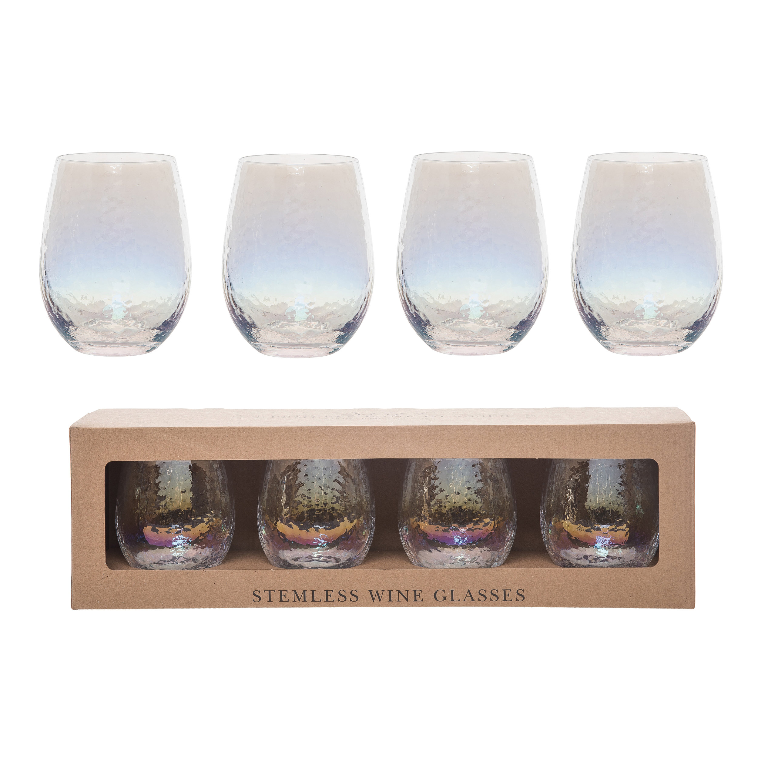 Mercer41 VIP Glass 18.7 in. Clear Rainbow Embossed Beverage Tumbler Set ...