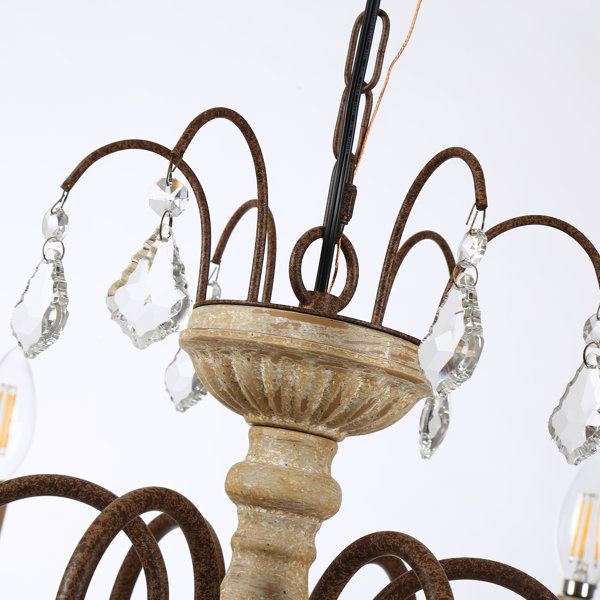 DecoMust 26-Inch 6 - Light Wood-Like Metal Crystal French Country ...