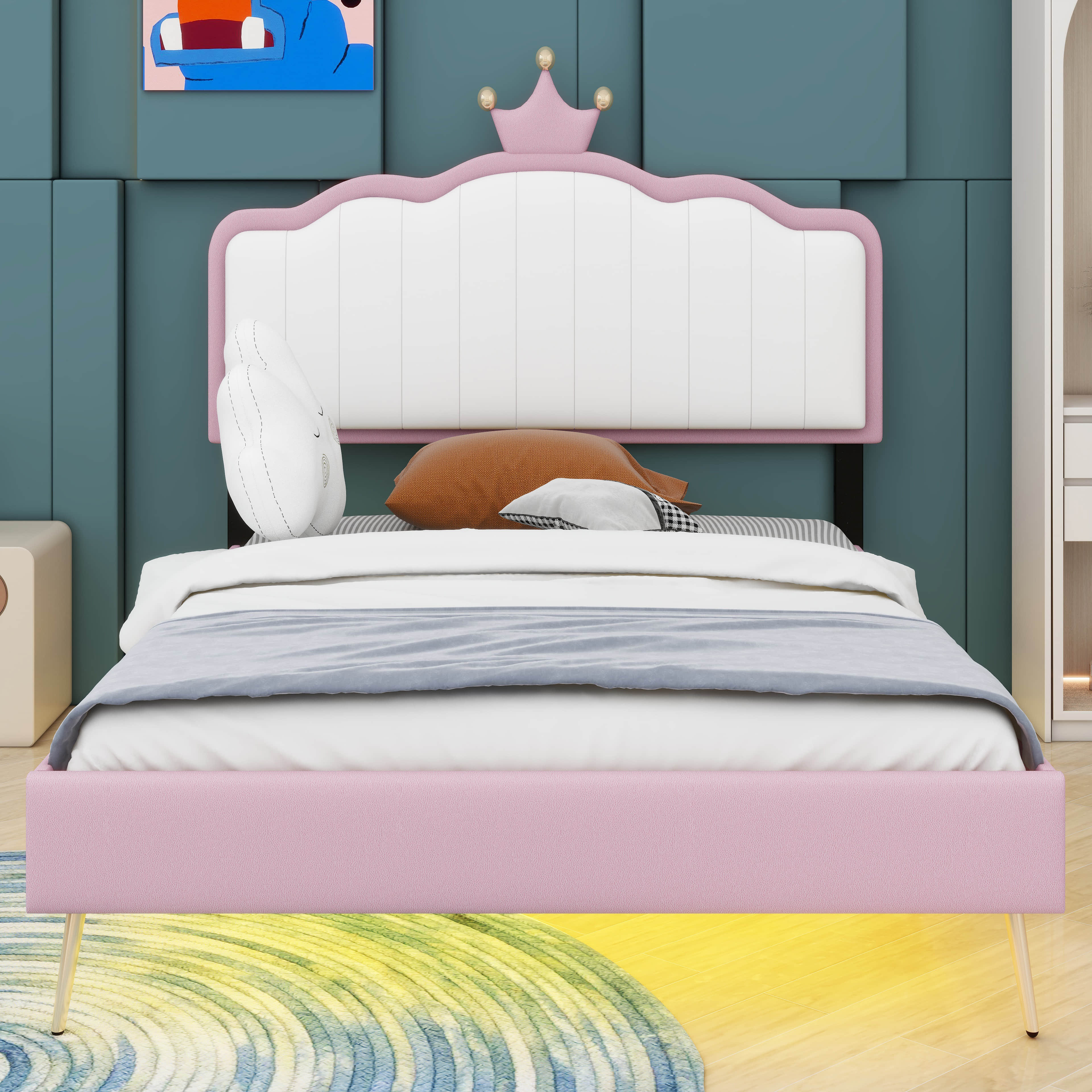 Gemma Violet A Upholstered Princess Bed With A Crown-Shaped Headboard ...