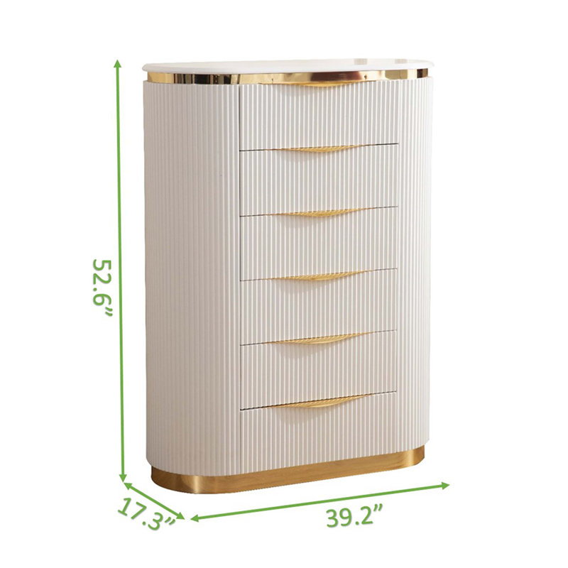 Everly Quinn Laura Gold Detailed Chest made with Wood in White | Wayfair