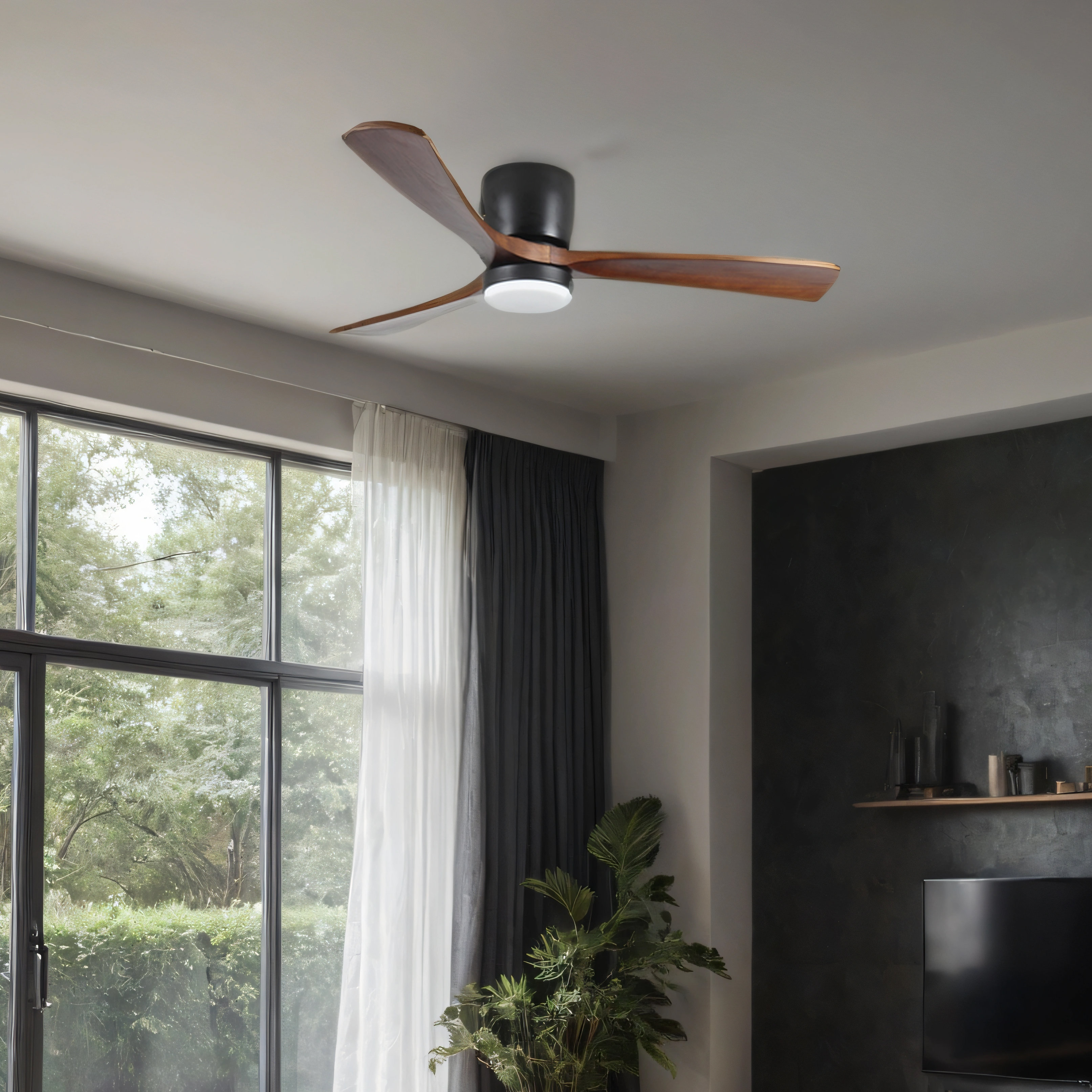 Ivy Bronx 52 inch Black Wood Ceiling Fans with Lights and Remote ...