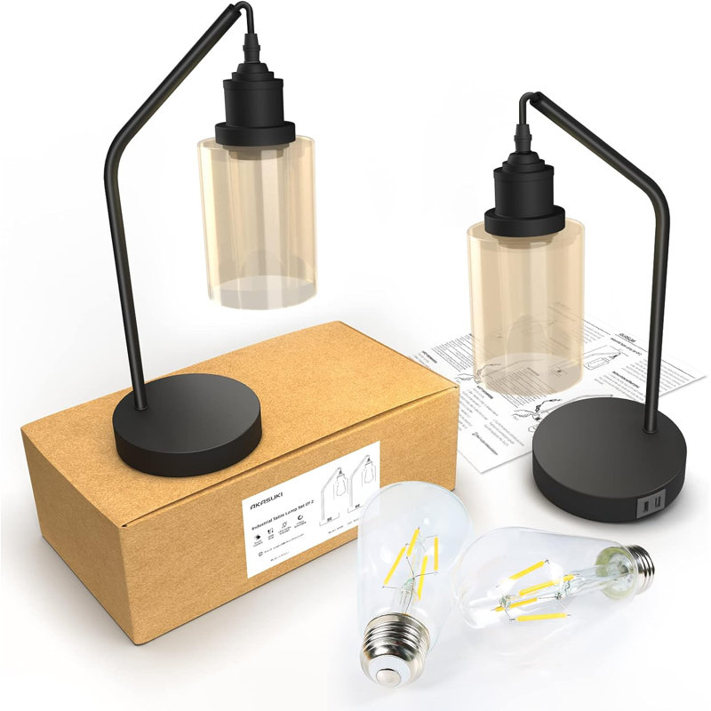 17 Stories Alaisa 3-Way Dimmable, Touch Desk Lamp with USB, 2 Bulbs ...