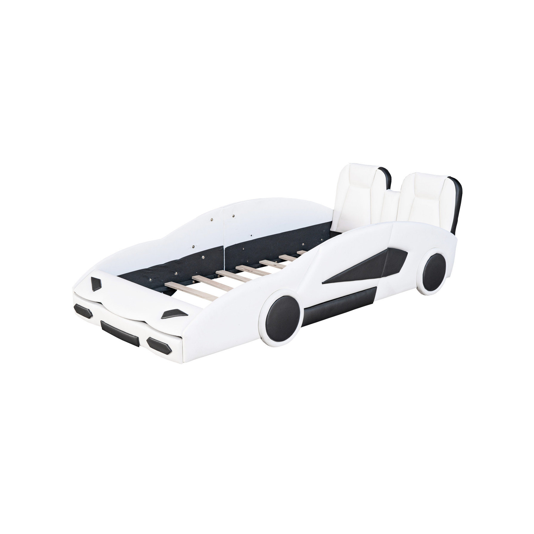 Harriet Bee Twin Size Platform Bed With Race Car Design And Movable ...