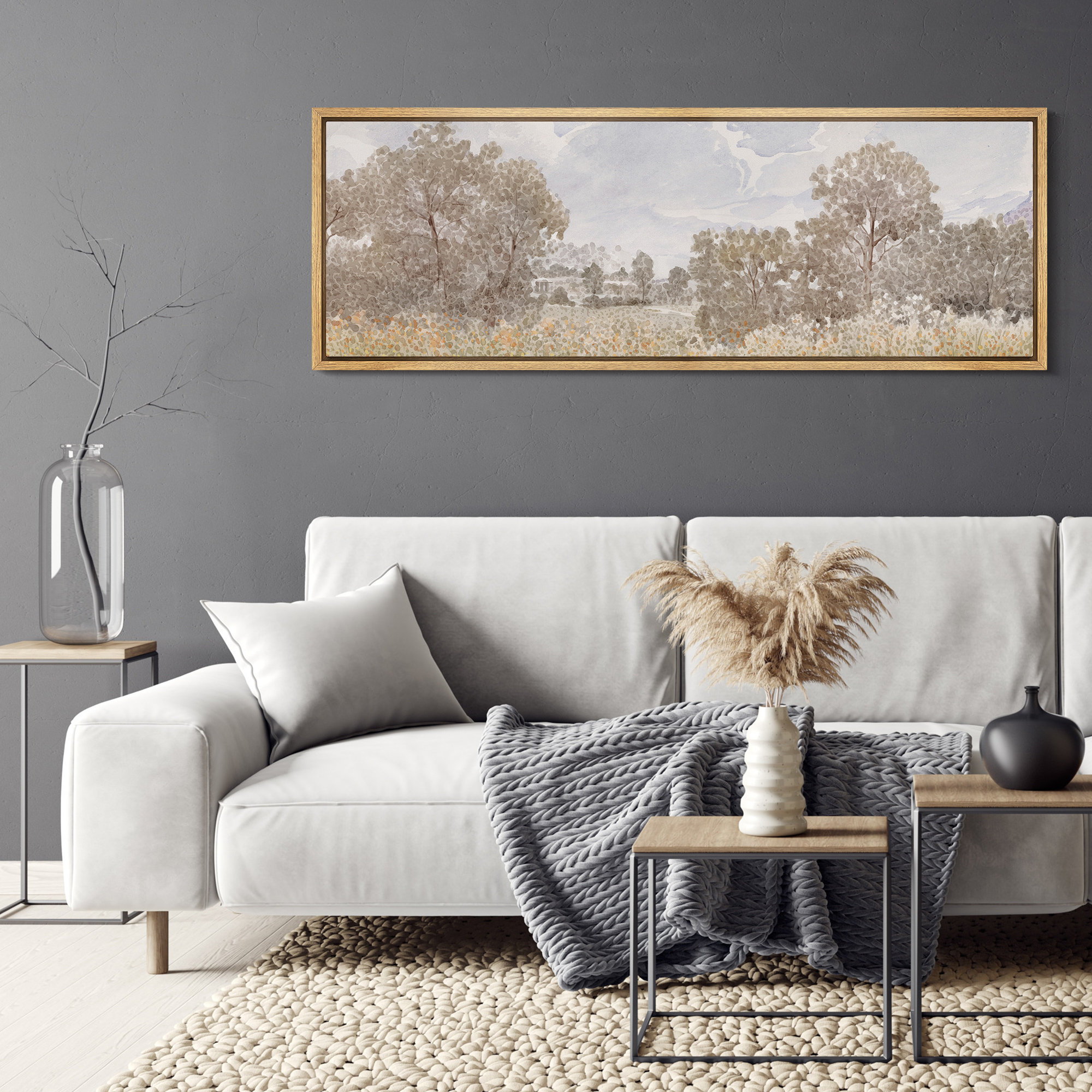wall26 Abstract Country Landscape Relaxing Calm - Oversized Framed Wall ...