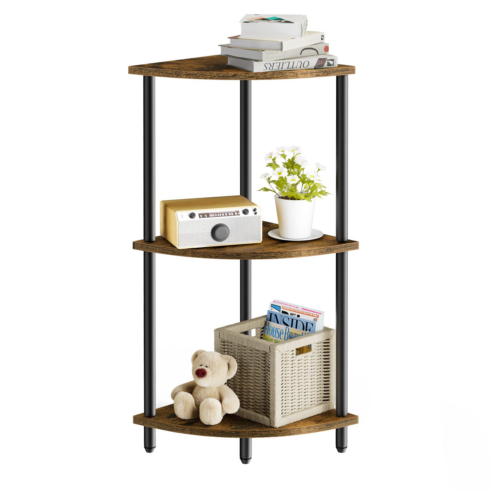 17 Stories 3-Tier Corner Shelf Stand For Small Space, 29.5" Standing ...