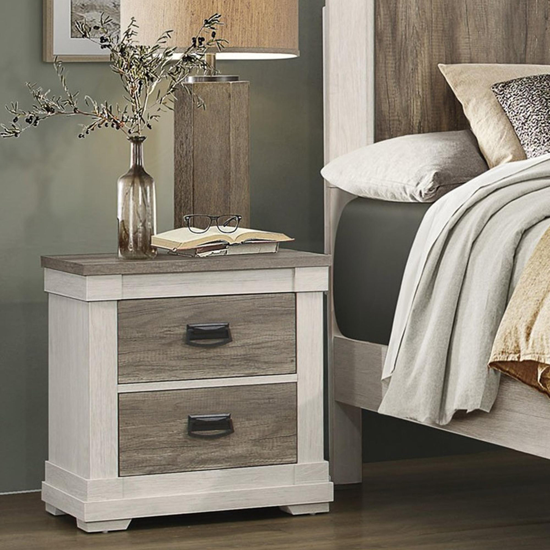 Gracie Oaks Two-Tone Transitional Nightstand | Wayfair