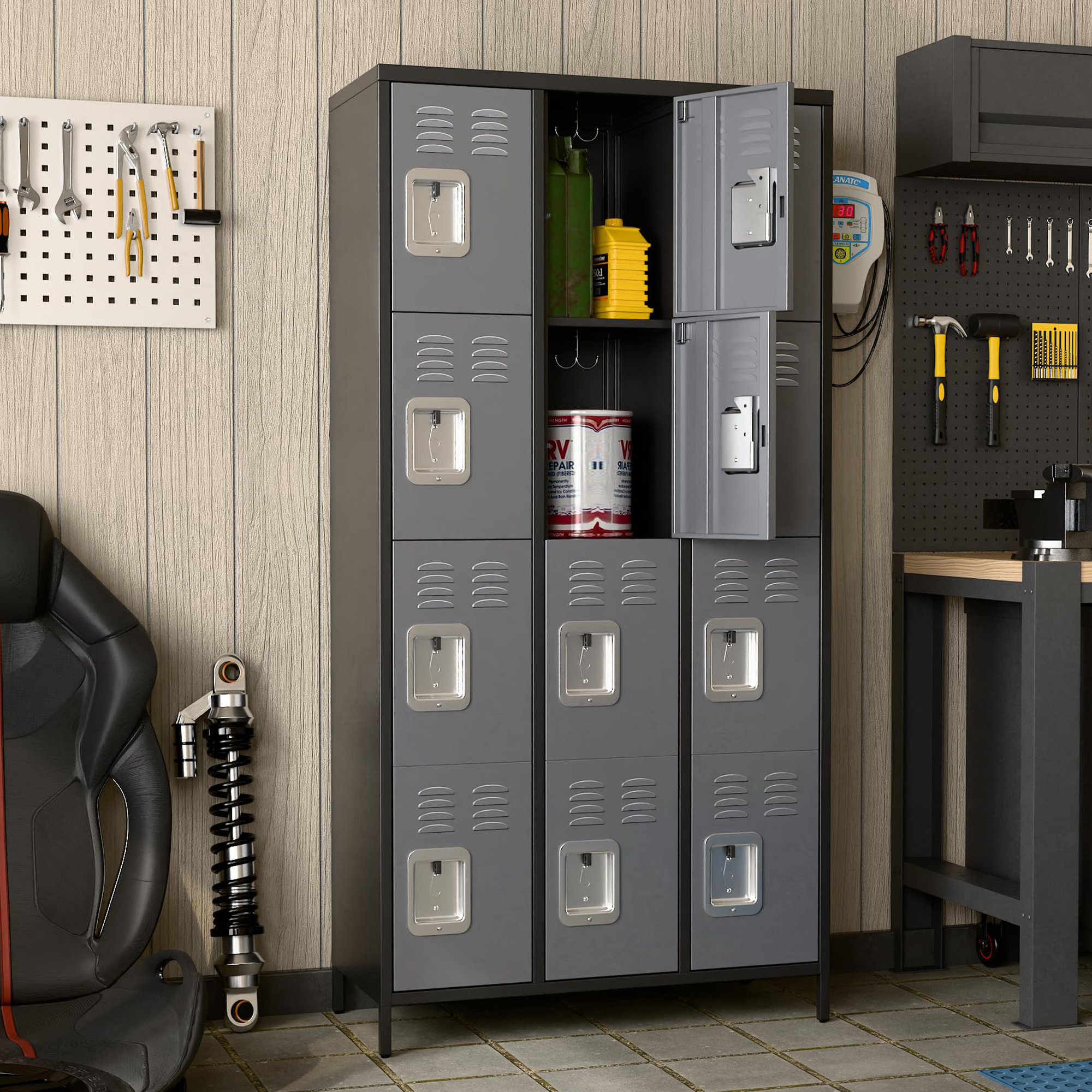 CasaCore Metal Lockers for Employees with 12 Door and 12 Hooks | Wayfair