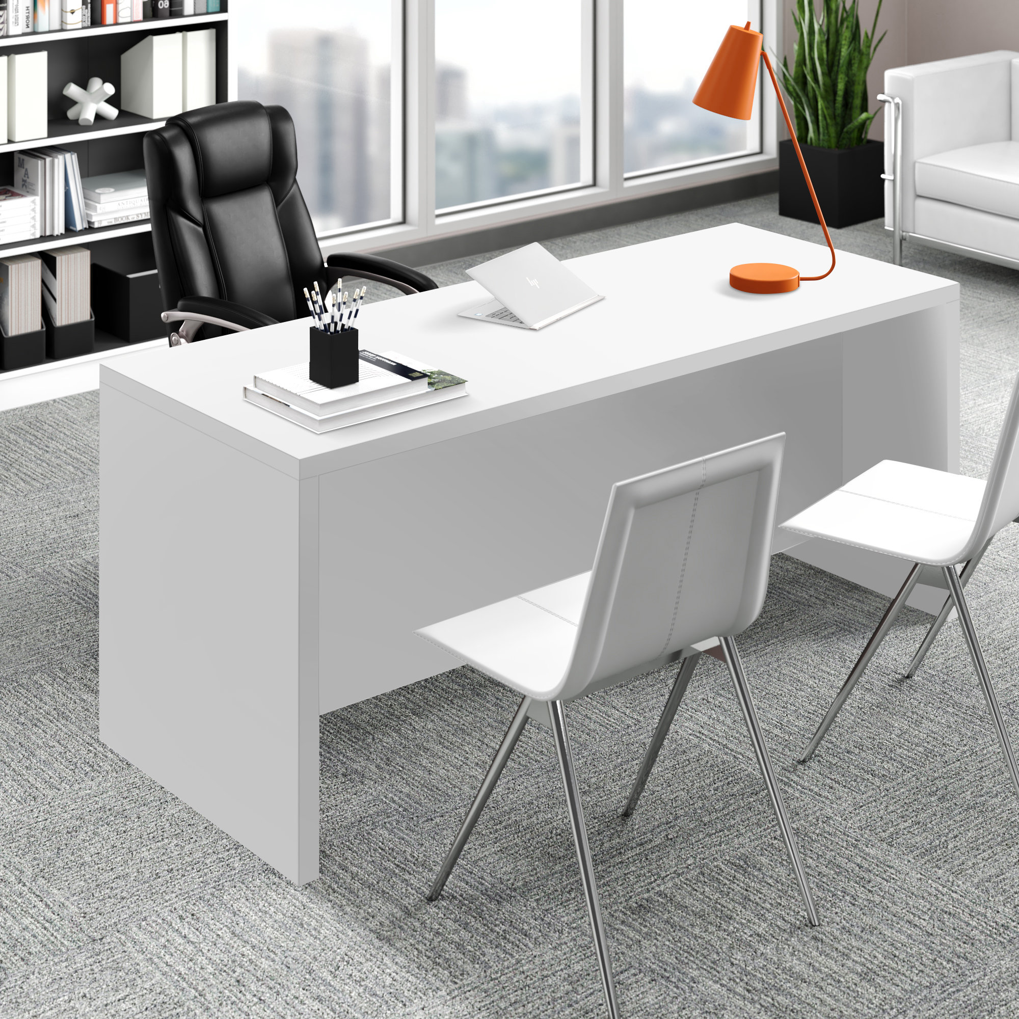 Ivy Bronx Idael Solid Wood Top Metal Base Desk Shell | Wayfair